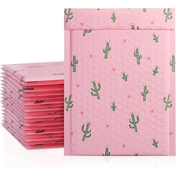 Office | 6x1 Bubble Padded Polymailer Envelopes Pink Cactus Western ...